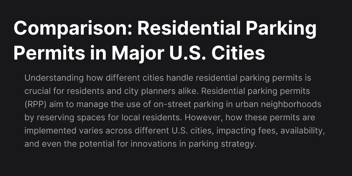 Comparison: Residential Parking Permits in Major U.S. Cities | Parking ...
