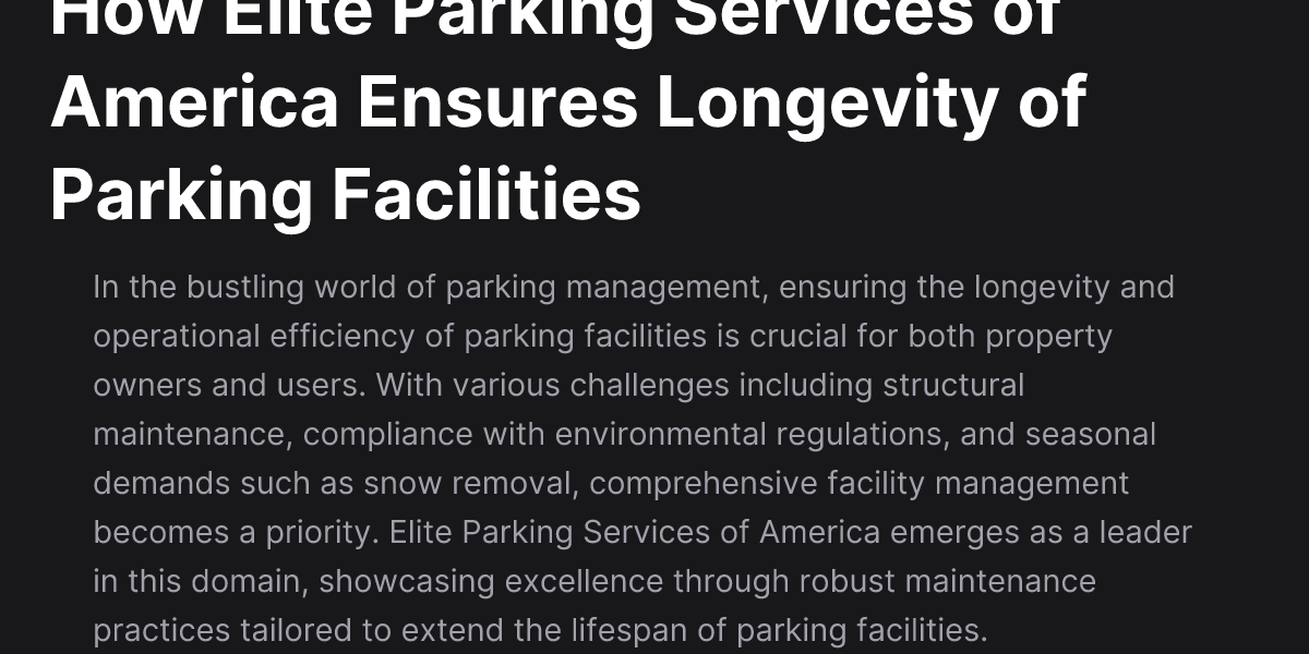 How Elite Parking Services of America Ensures Longevity of Parking ...