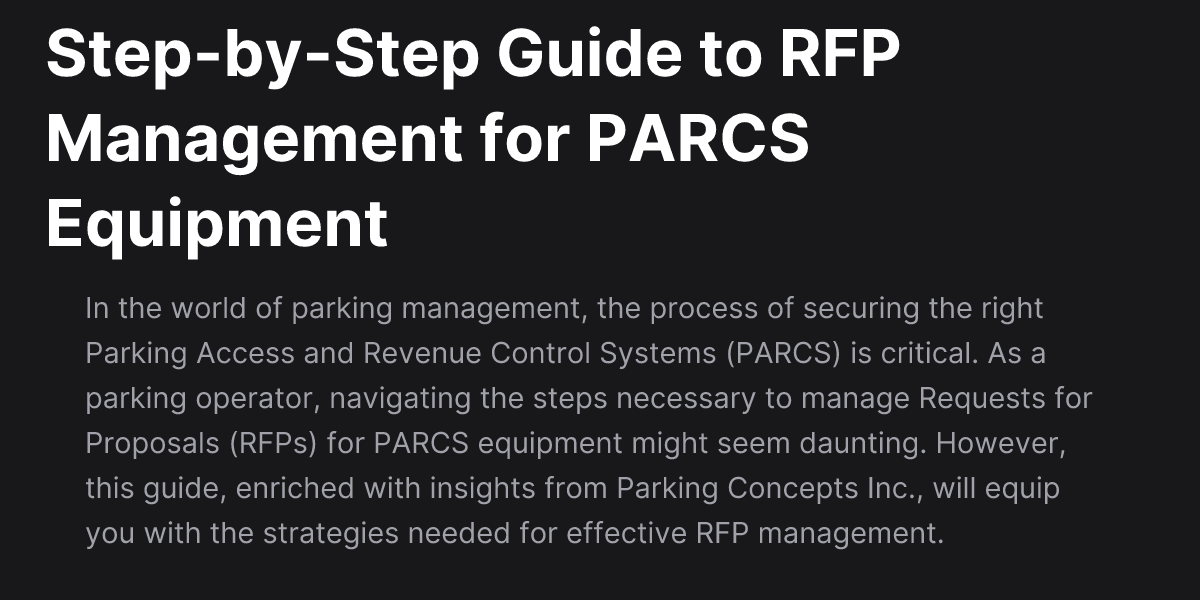 Step-by-Step Guide to RFP Management for PARCS Equipment | Parking Management Directory