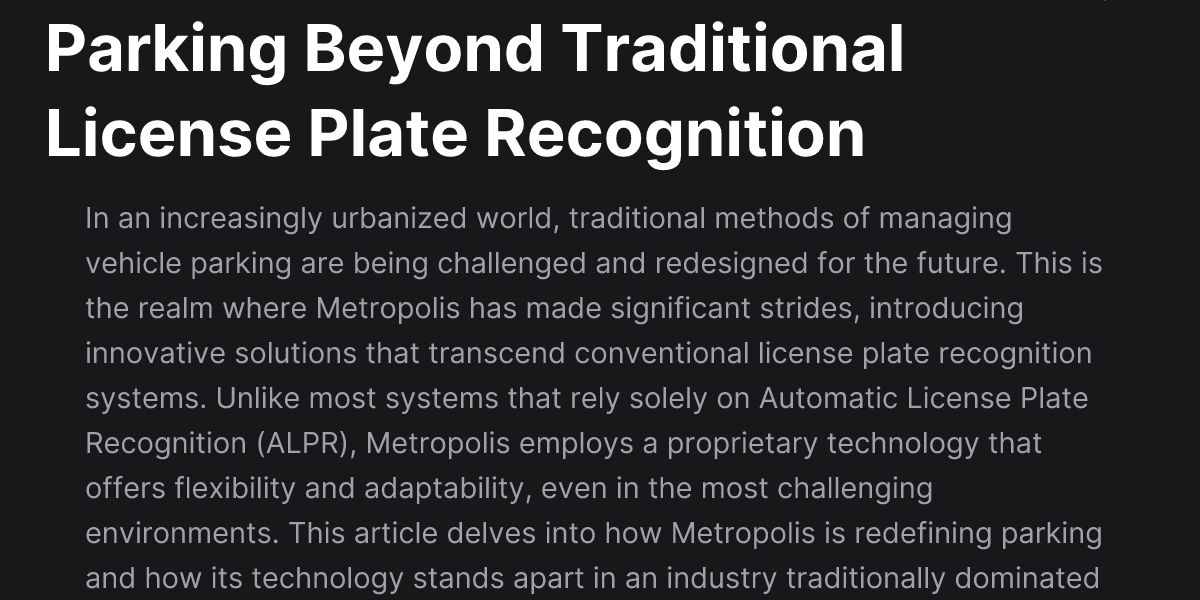 How Metropolis is Revolutionizing Parking Beyond Traditional License ...