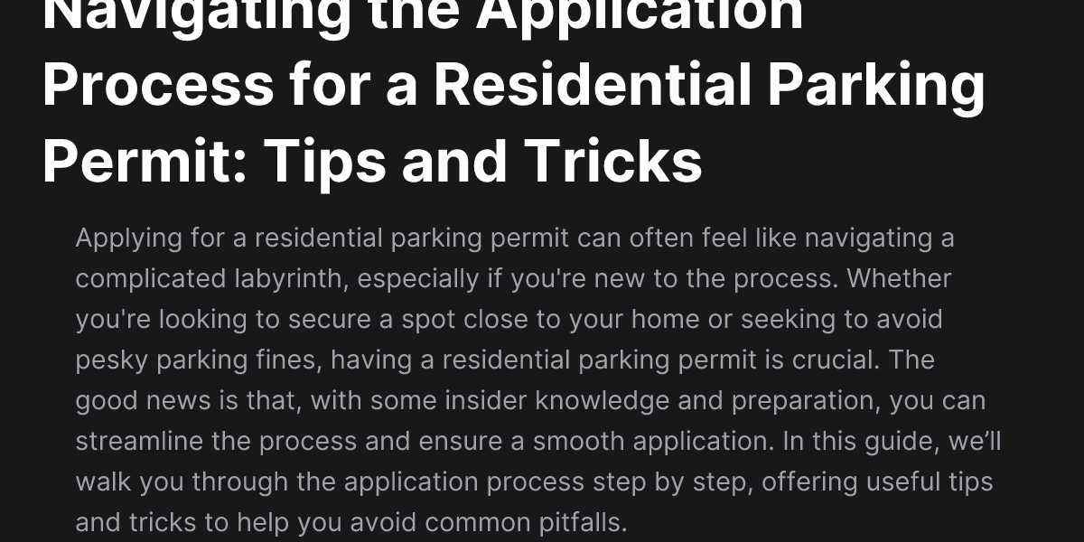 Navigating the Application Process for a Residential Parking Permit ...