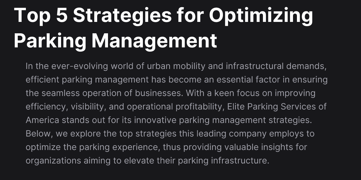 Top 5 Strategies for Optimizing Parking Management | Parking Management ...